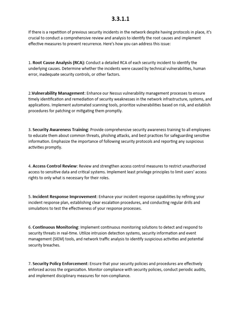 Root Cause Analysis (RCA:) : Conduct A Detailed RCA of Each Security ...