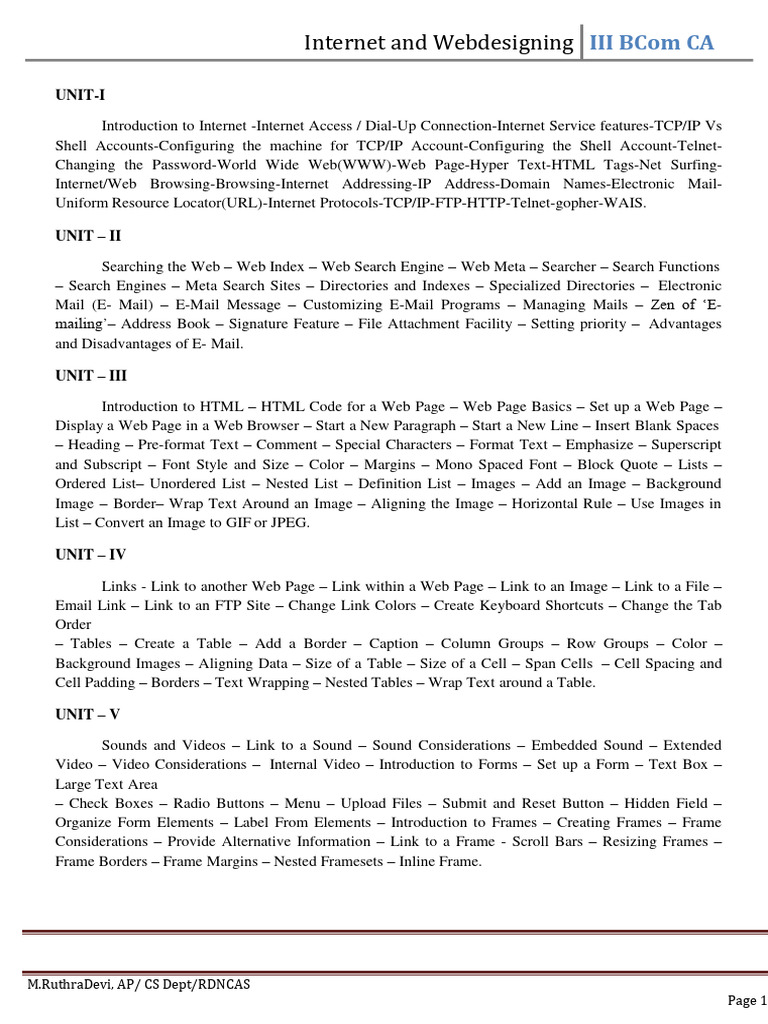 InternetAndWebDesigning III BcomCA Full Notes | PDF | World Wide Web ...
