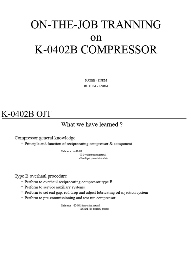 K-0402B Compressor OJT Guide | PDF