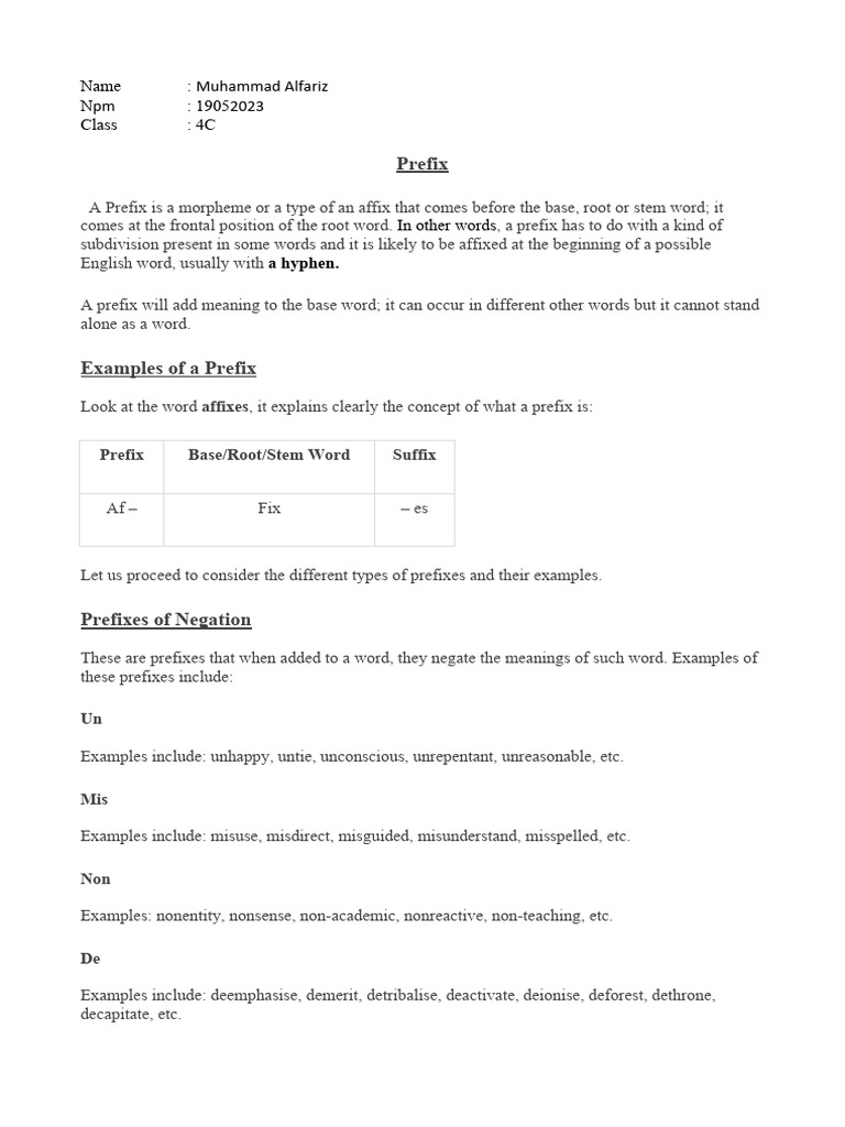 Prefix | PDF | Word | Vocabulary