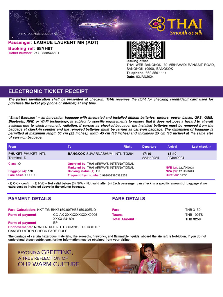 Your Electronic Ticket-EMD Receipt | PDF | Dangerous Goods | Airlines