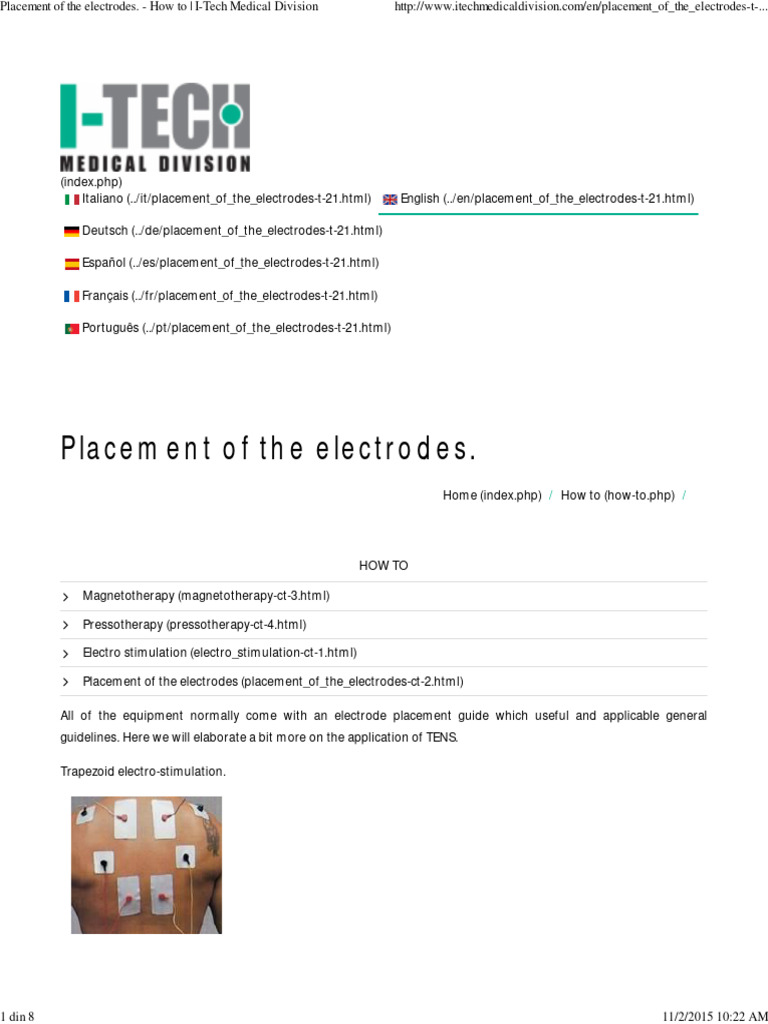 TENS Electrode Placement Guide | PDF | Limbs (Anatomy) | Human Anatomy