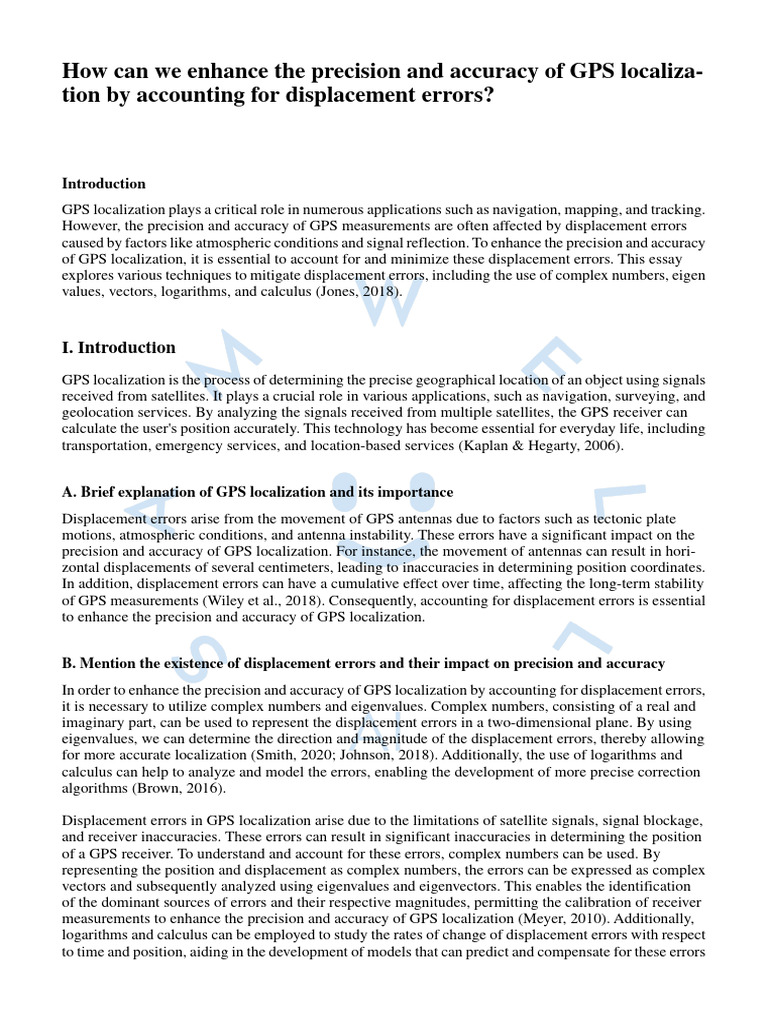 How Can We Enhance The Precision and Accuracy of GPS Localization by Accounting For Displacement ...
