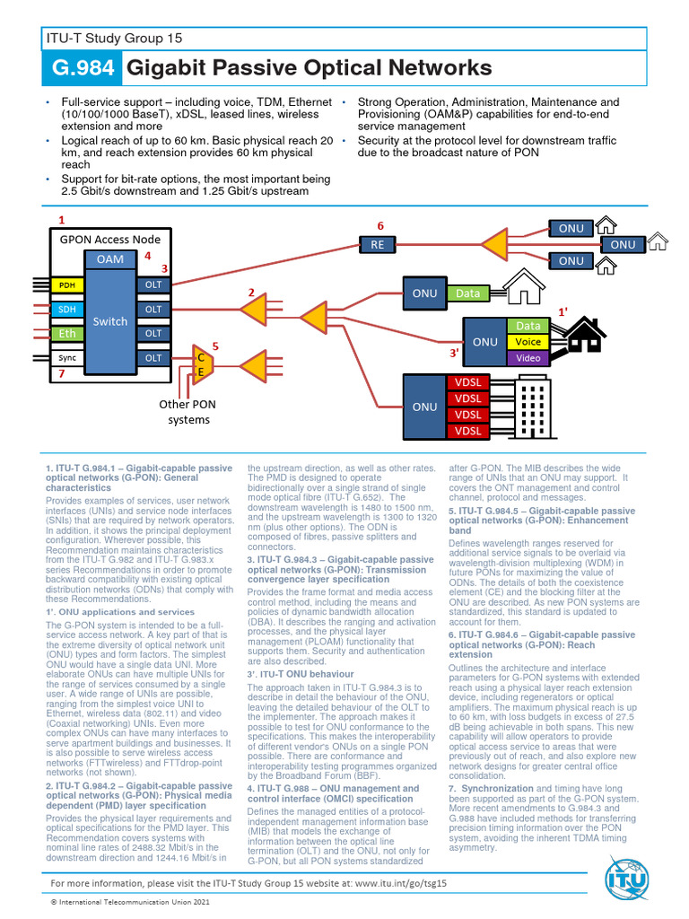 Flyer ITU-T G.984 | PDF | Computer Network | Physical Layer Protocols