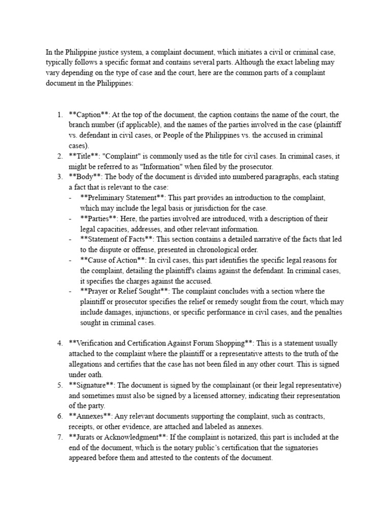 Complaint Labelling of Parts | PDF | Complaint | Lawsuit