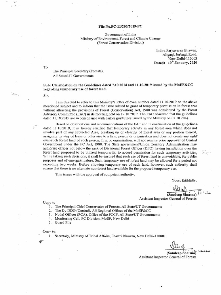 Clarification on Temporary Forest Use | PDF | Justice | Crime & Violence