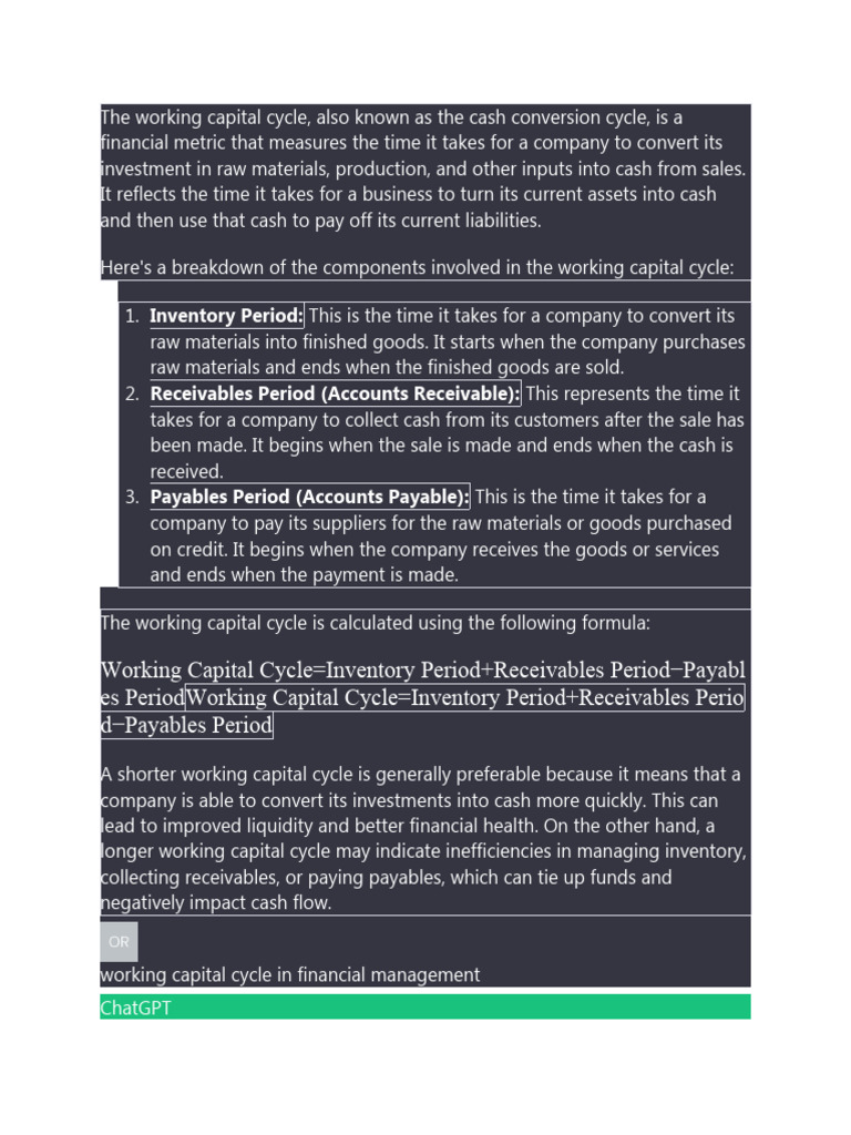 The Working Capital Cycle | PDF | Working Capital | Inventory