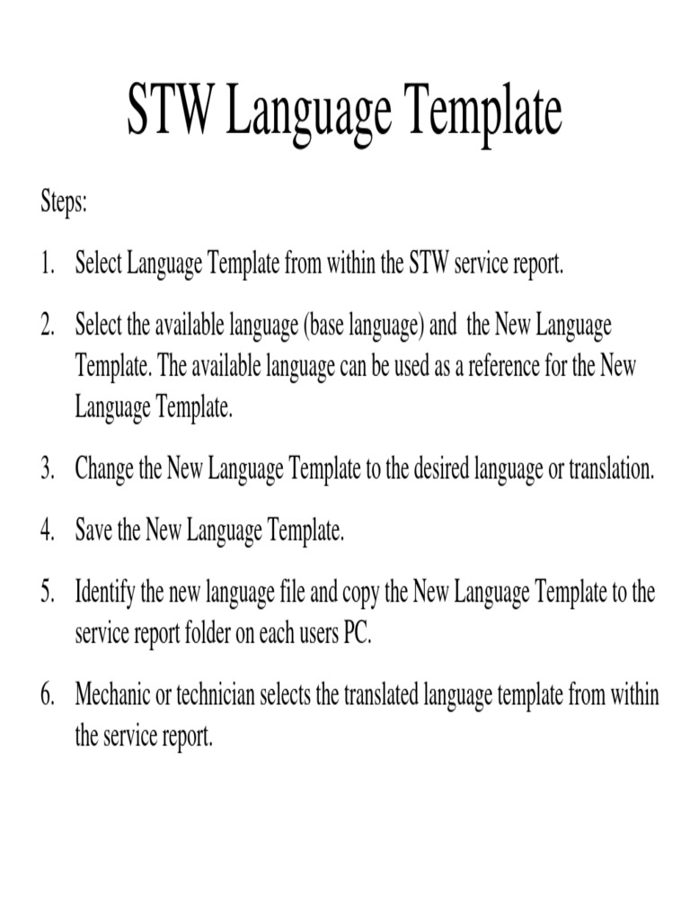 2007A STW Language Template – Service Report | PDF