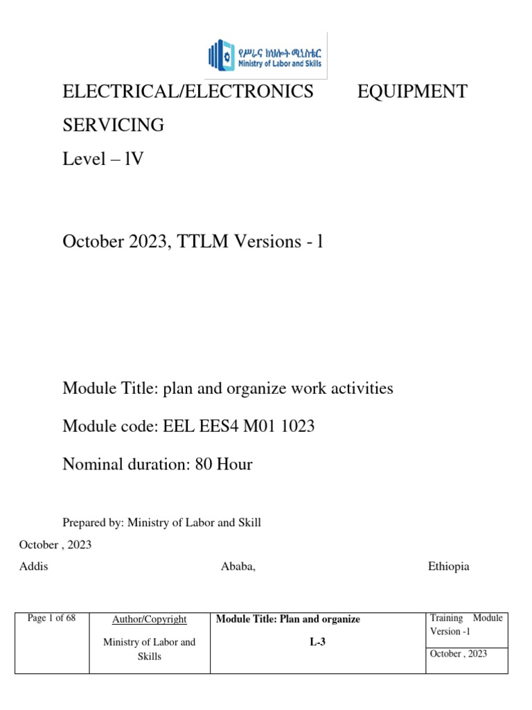 M07-Plan and Organize Work Activities | PDF | Goal | Time Management