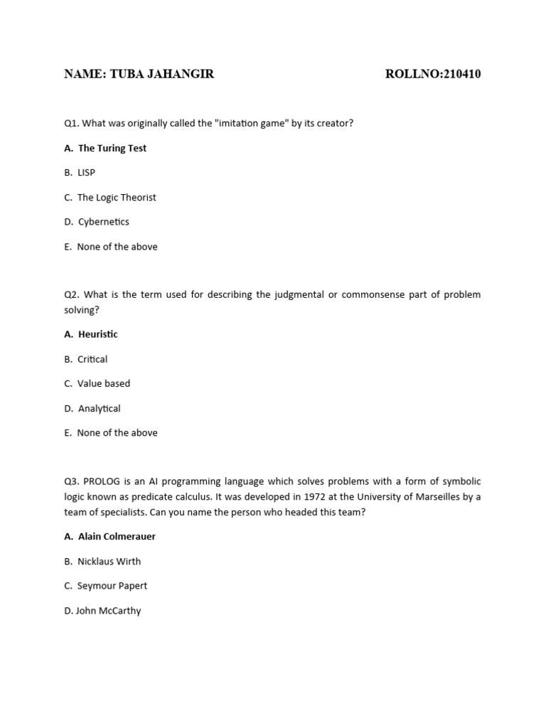 MCQ Chp1 ETItuba | PDF | Artificial Intelligence | Intelligence (AI) & Semantics