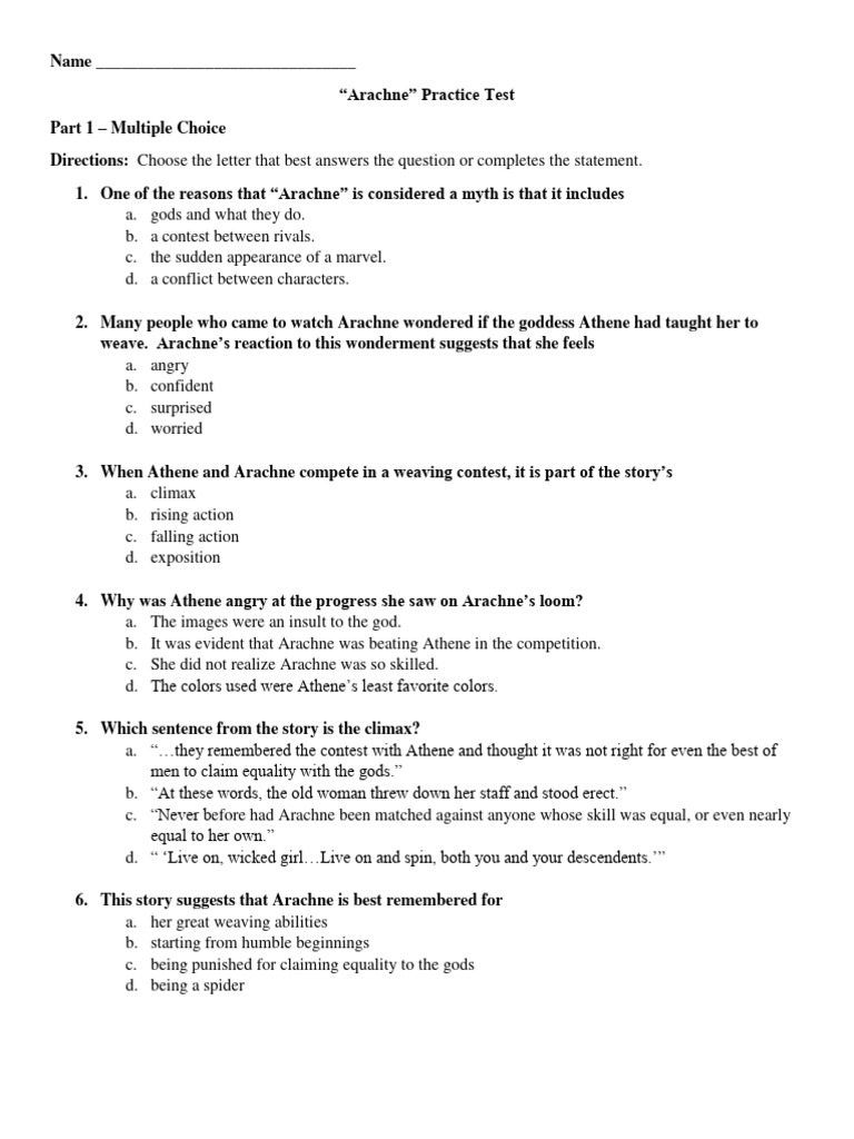 Arachne Practice Test | PDF | Athena