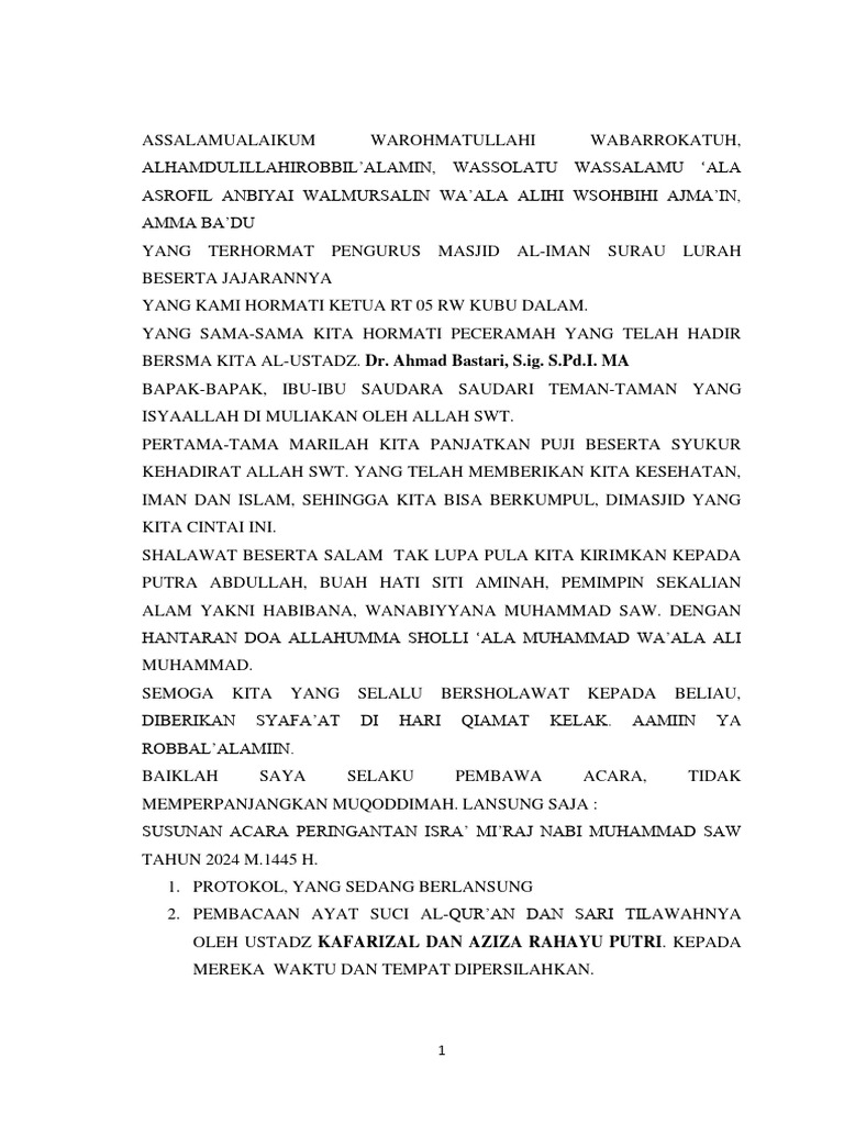 Susunan Acara Isra Mi'raj | PDF