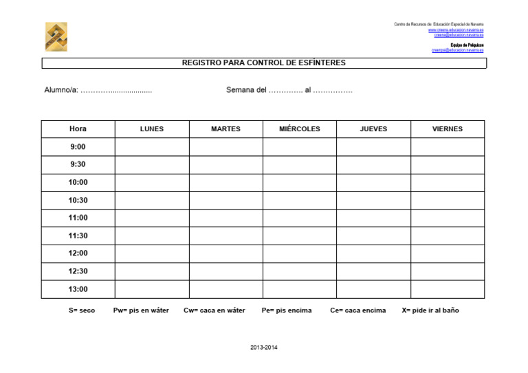REGISTRO PARA CONTROL DE ESFÍNTERES | PDF