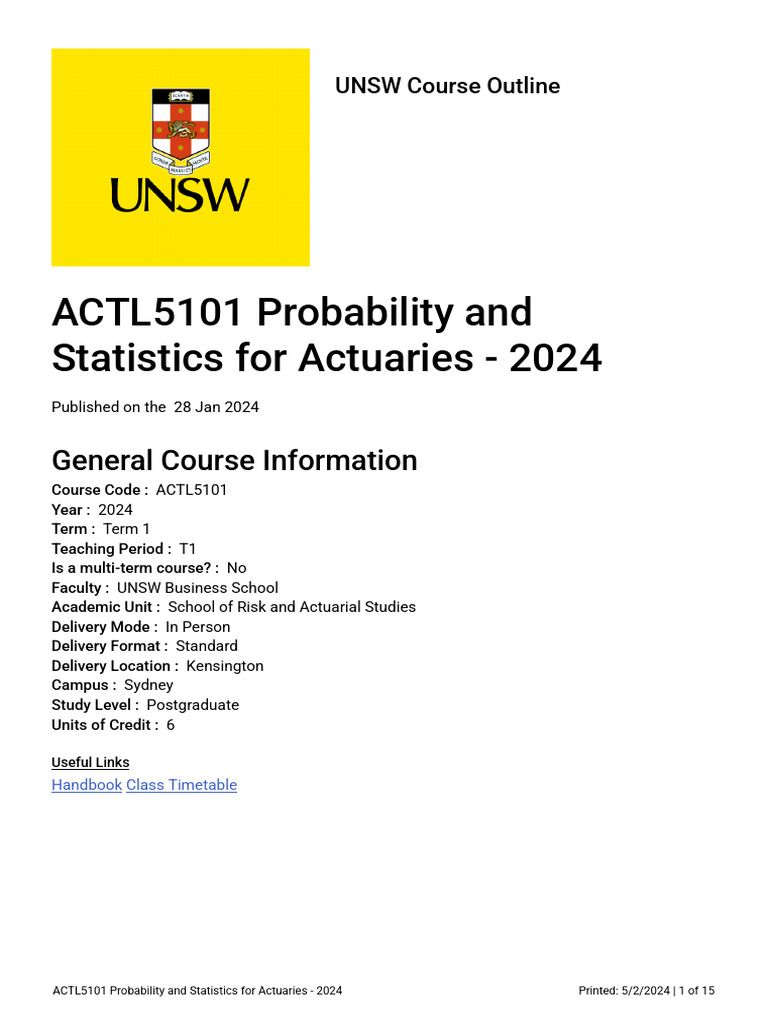 Outline | PDF | Probability Distribution | Educational Assessment