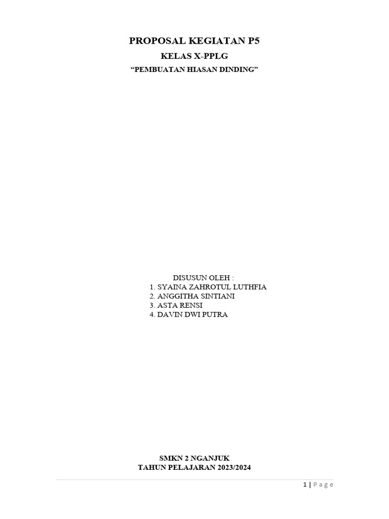 Proposal P5: Hiasan Dinding Kelas X | PDF | Seni