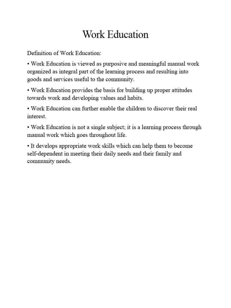 Understanding Work Education | PDF | Social Science | Self-Improvement