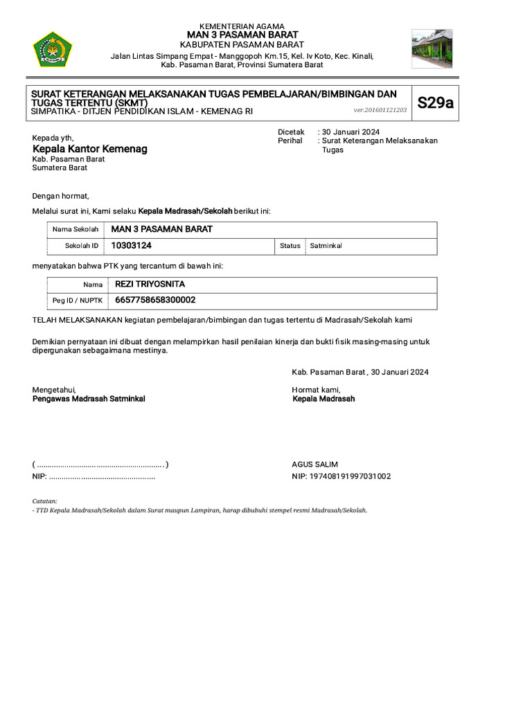 SKMT MAN 3 Pasaman Barat 2024 | PDF
