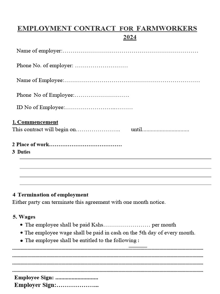 Farm Workers Contract | PDF | Employment | Labor Relations