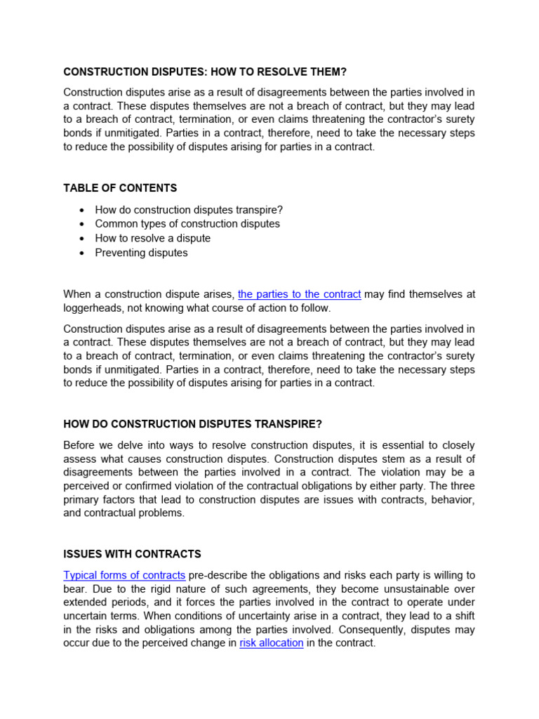 Construction Disputes | PDF | Mediation | Arbitration