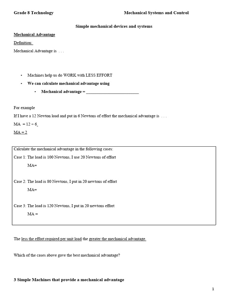 Simple Mechanical Devices and Systems | PDF | Machines | Axle