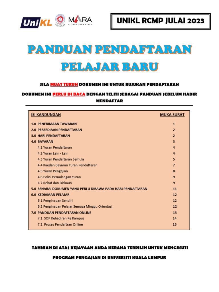 Panduan Pendaftaran Diploma RCMP | PDF