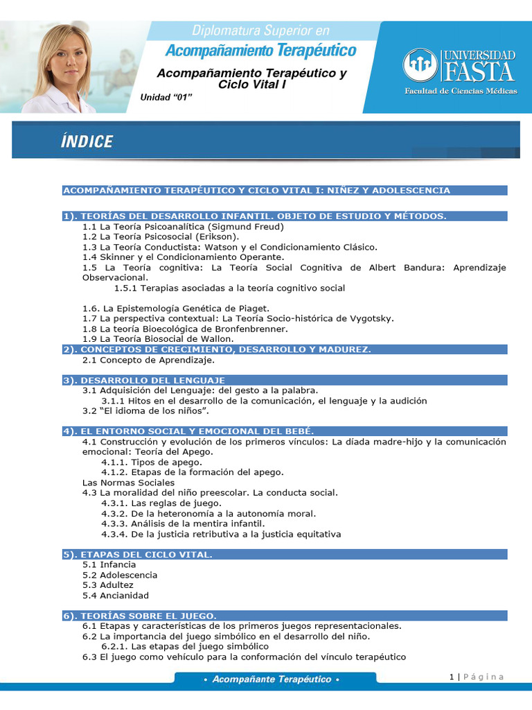 Unidad 1 - DAT - Acompan Amiento Terapeutico y Ciclo Vital I | PDF | Sicología | Pensamiento