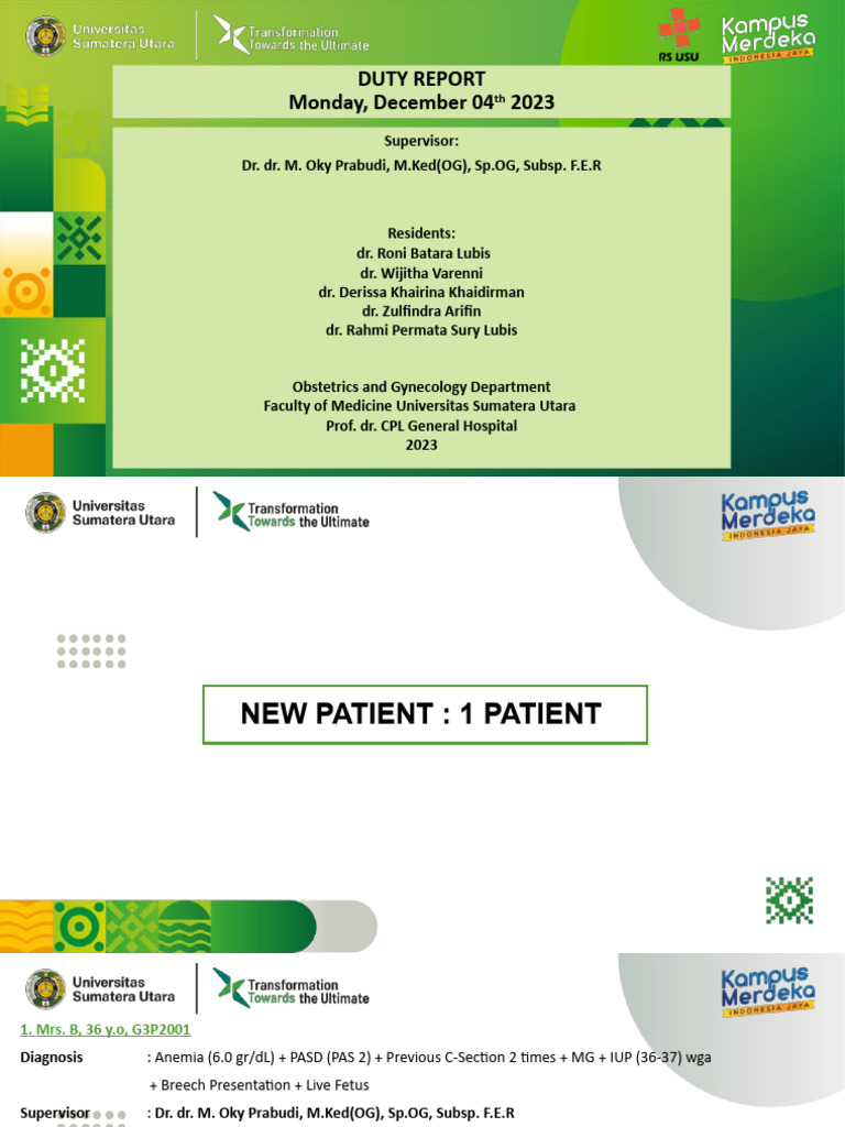 Duty Report 4 Desember 2023 WJV | PDF | Caesarean Section | Medical ...