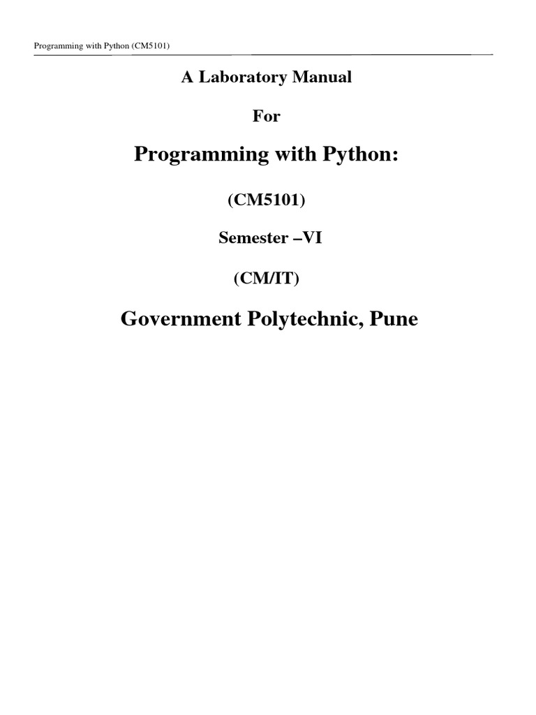 CM5101_Python_LabManual | PDF | Engineering | Python (Programming Language)