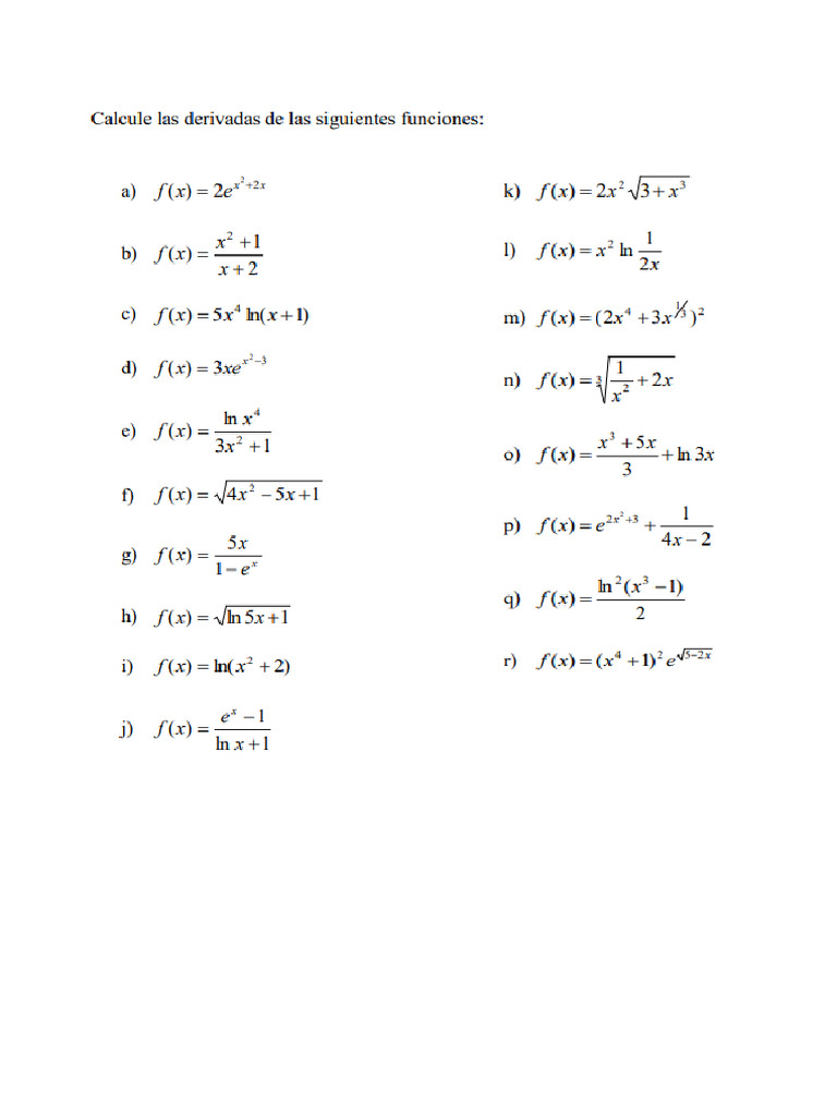 Repaso de Derivadas-Ejercicios | PDF
