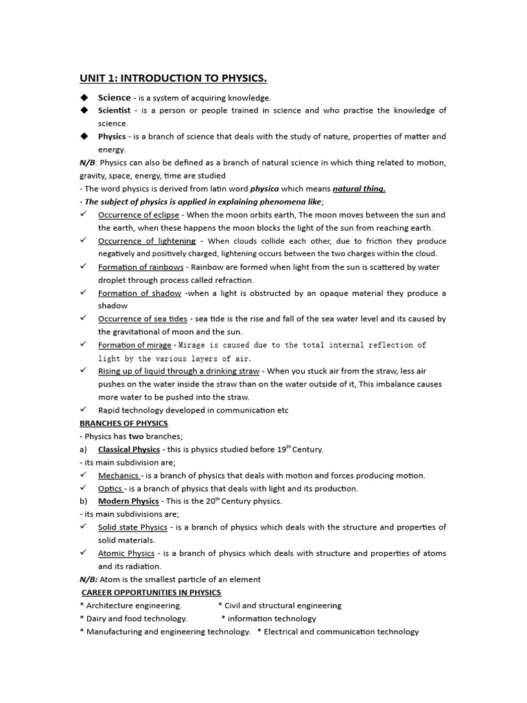 Unit 1: Introduction To Physics.: Science | PDF | Physics | Laboratories