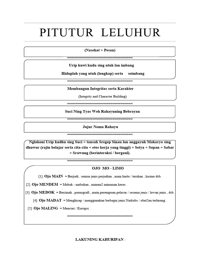 Pitutur Leluhur | PDF