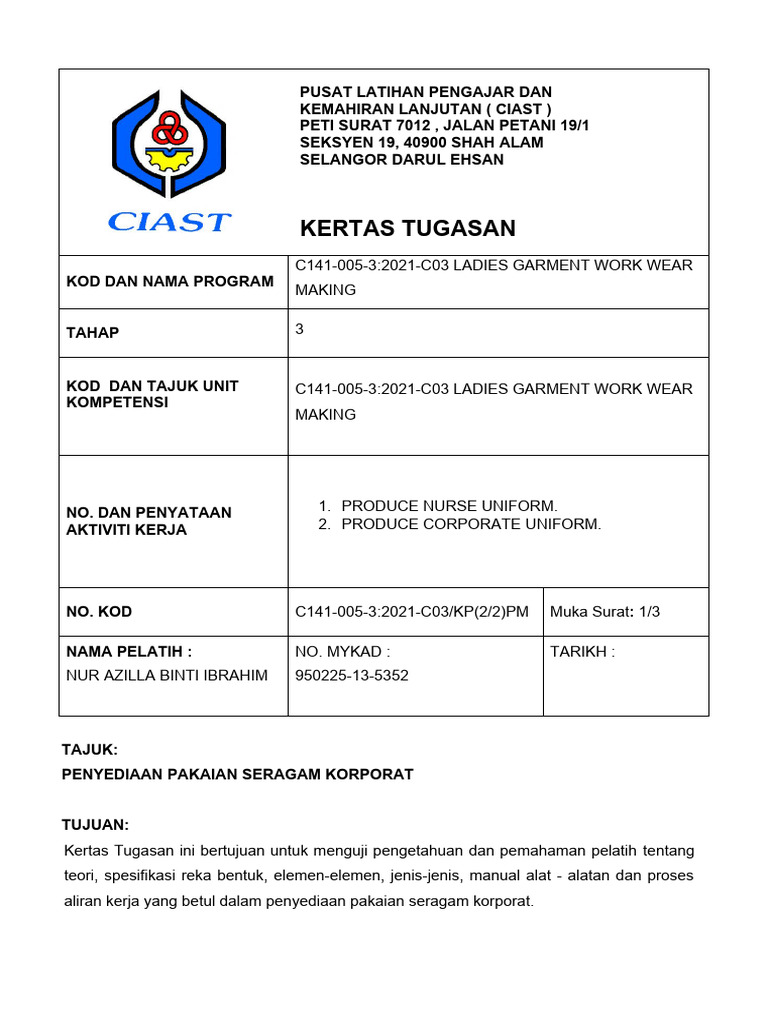 KERTAS TUGASAN - Wim Azilla | PDF