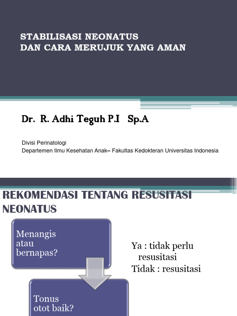 Stabilisasi Neonatus dan Resusitasi | PDF | Sains & Matematika