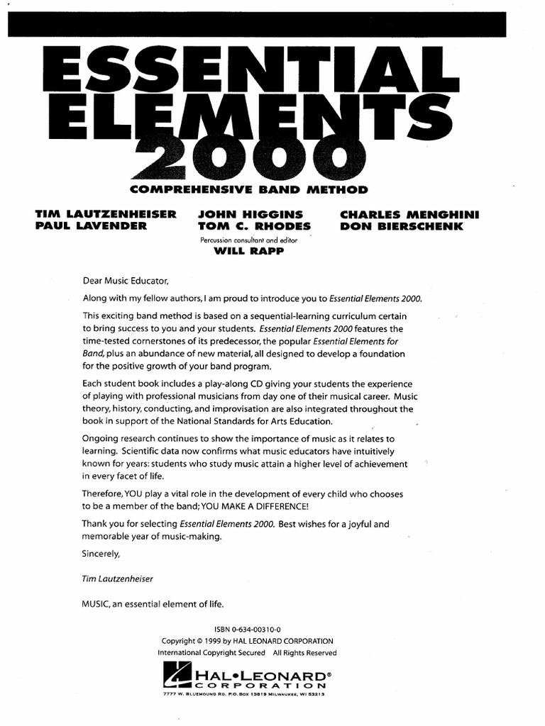 Essential Elements 1, Conductor en | PDF | Tempo | Elements Of Music