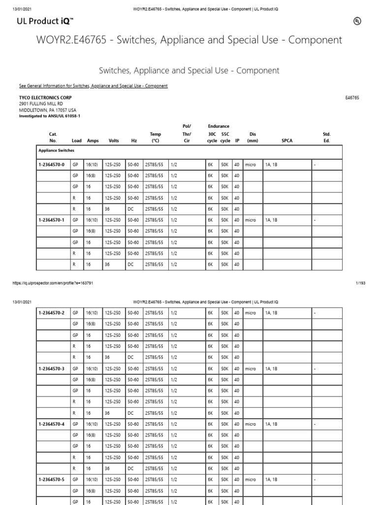 UL Certified Appliance Switches Guide | PDF | Electrical Engineering ...
