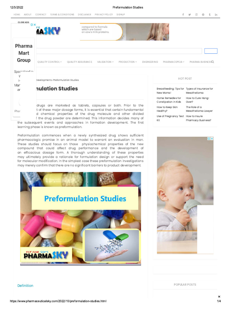 Preformulation Studies | PDF