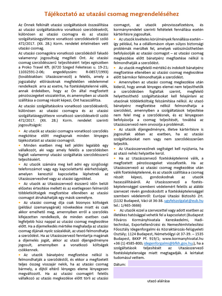 Proko Travel Aszf 2024 Pdf