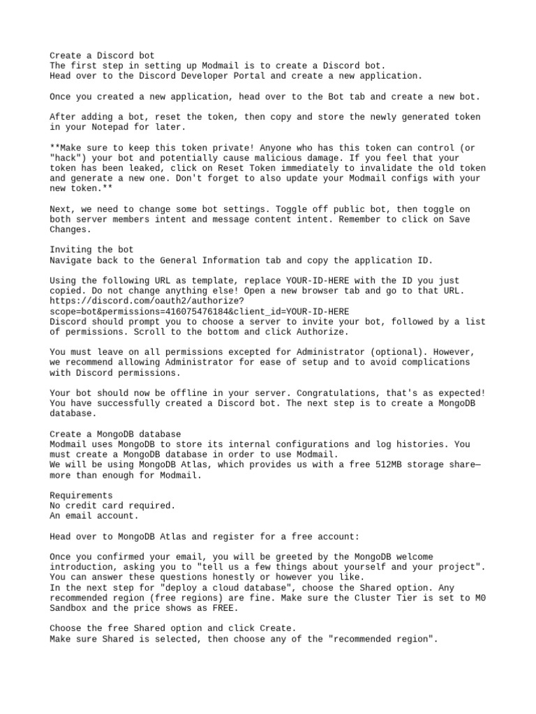 Create A Discord Modmail Bot | PDF