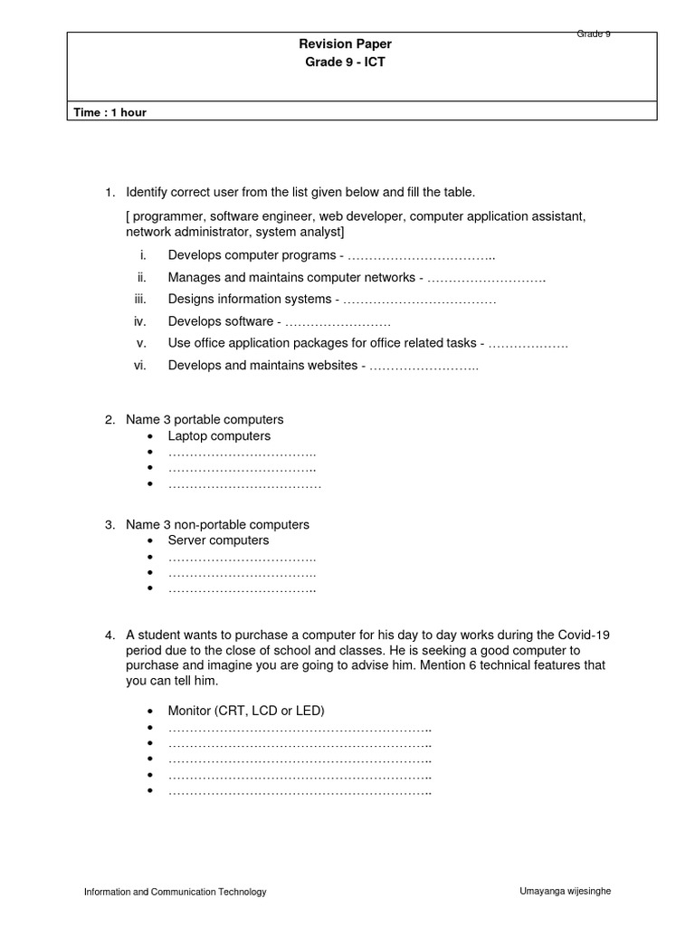English-Medium-grade 9 Full Revision | PDF | Input/Output | Information ... English-Medium-grade 9 Full Revision | PDF | Input/Output | Information ...