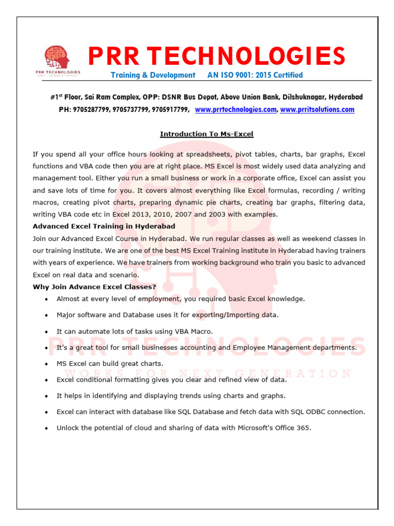 Adv - Excel 2024 | PDF | Microsoft Excel | Visual Basic For Applications