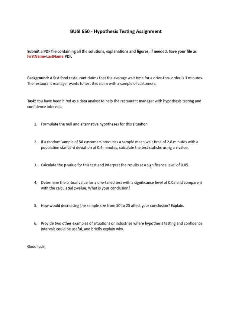 Assignment Hypothesis Testing | PDF Assignment Hypothesis Testing | PDF