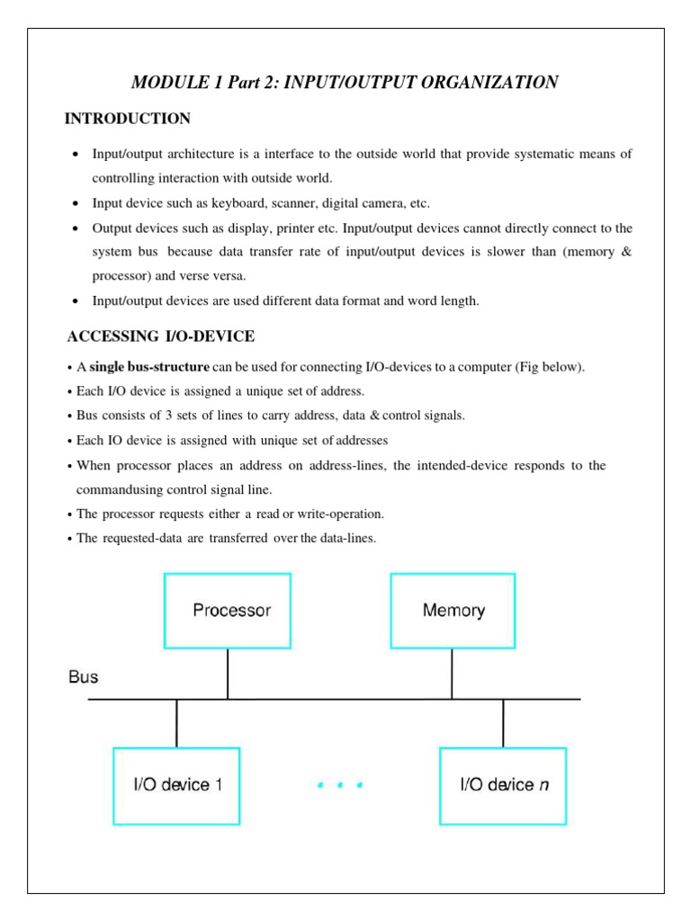 Module 1 Part 2: Input/Output Organization | PDF | Input/Output | Usb