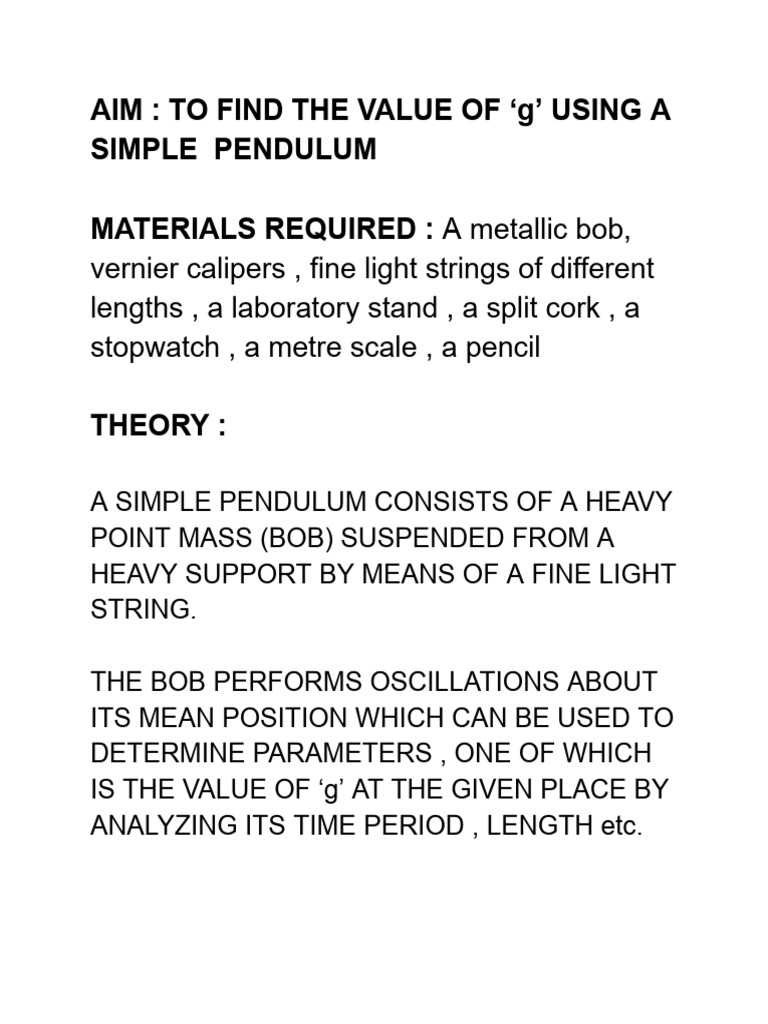 Phy Project Final | PDF | Pendulum | Physical Sciences