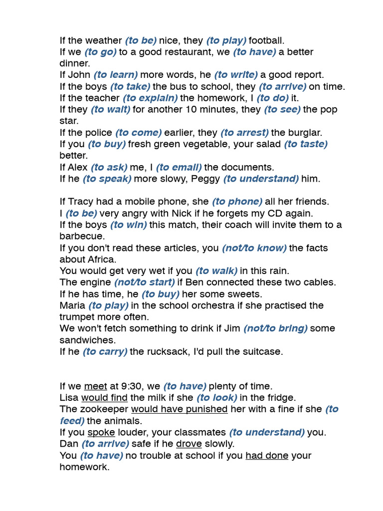 More Conditionals Exercises | PDF