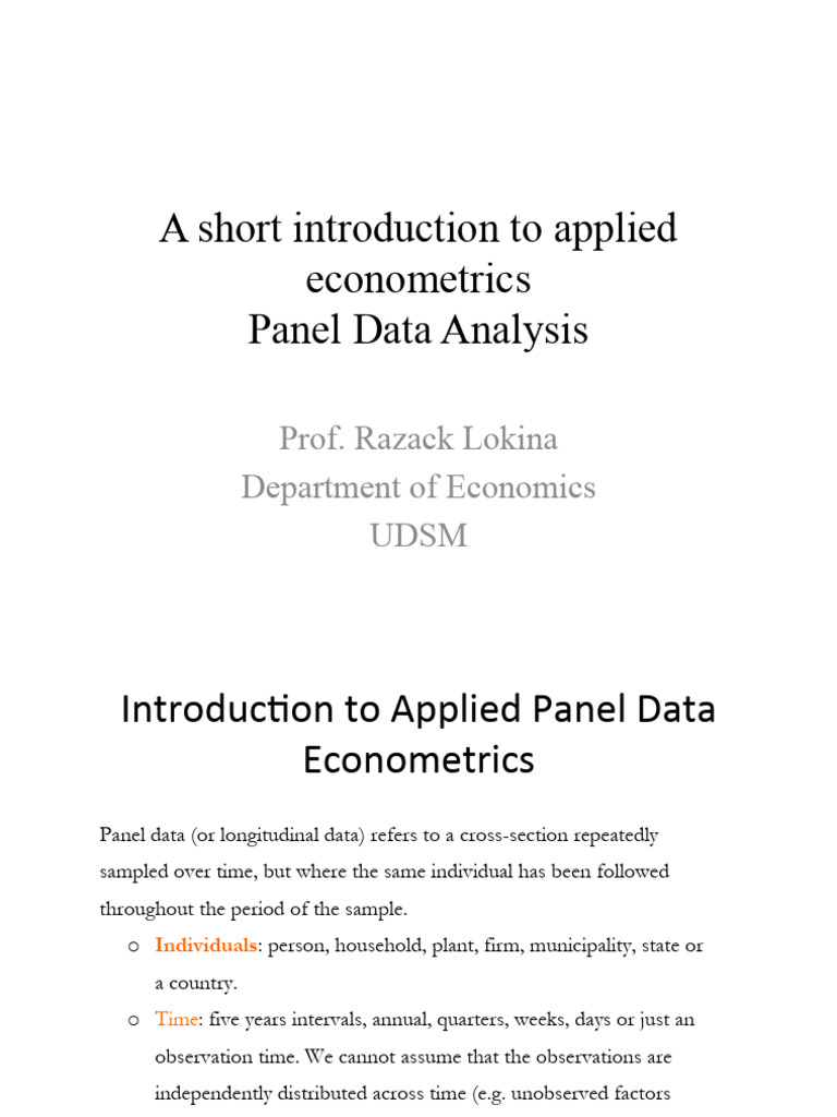 Panel Data Econometrics Overview | PDF | Fixed Effects Model | Ordinary ...