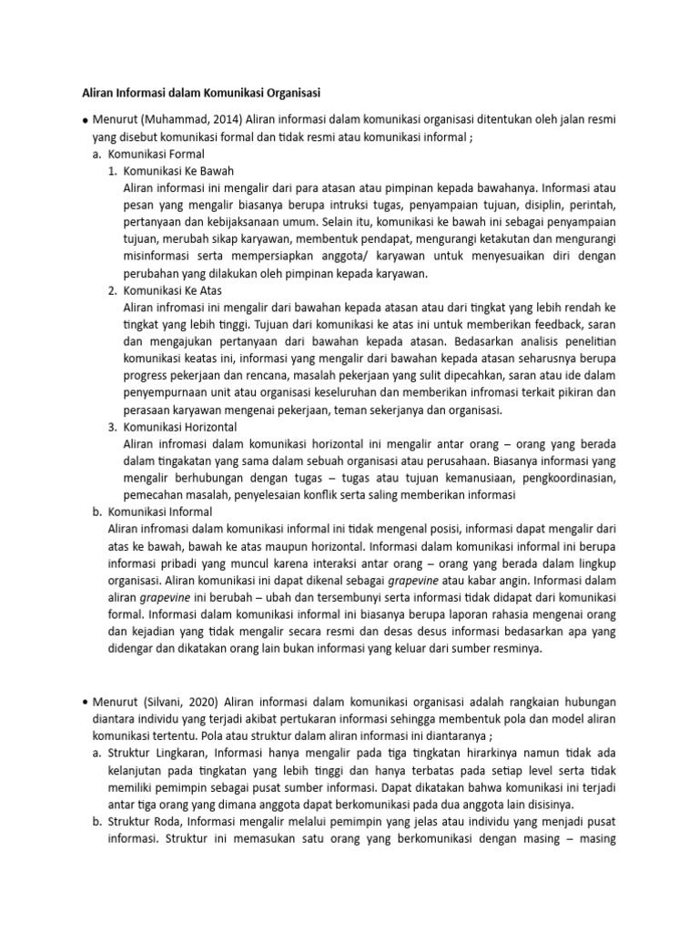 Aliran Informasi Dalam Komunikasi Organisasi | PDF