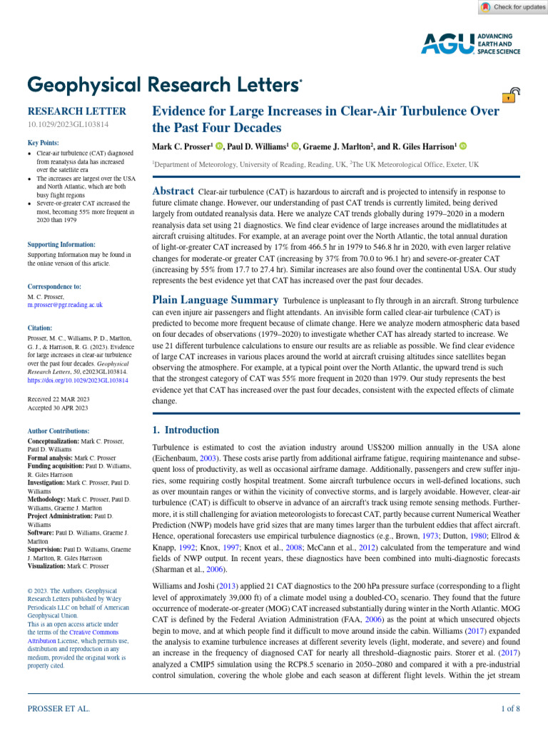 Geophysical Research Letters - 2023 - Prosser - Evidence For Large ...