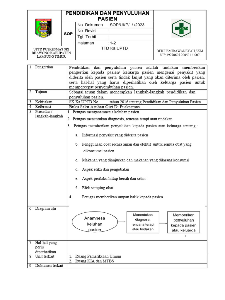 Sop Pendidikan Dan Penyuluhan | PDF