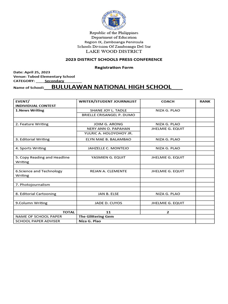 BNHS Journalist Registration | PDF