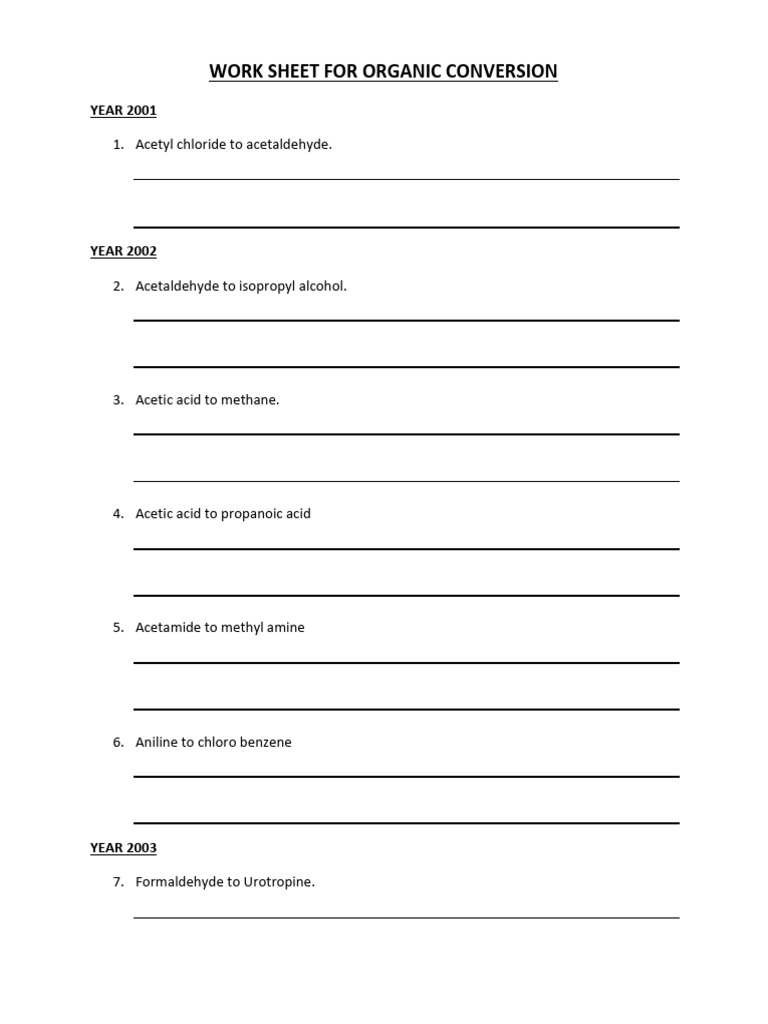 Organic Chemistry Conversion Worksheet - From Past Papers | PDF ...